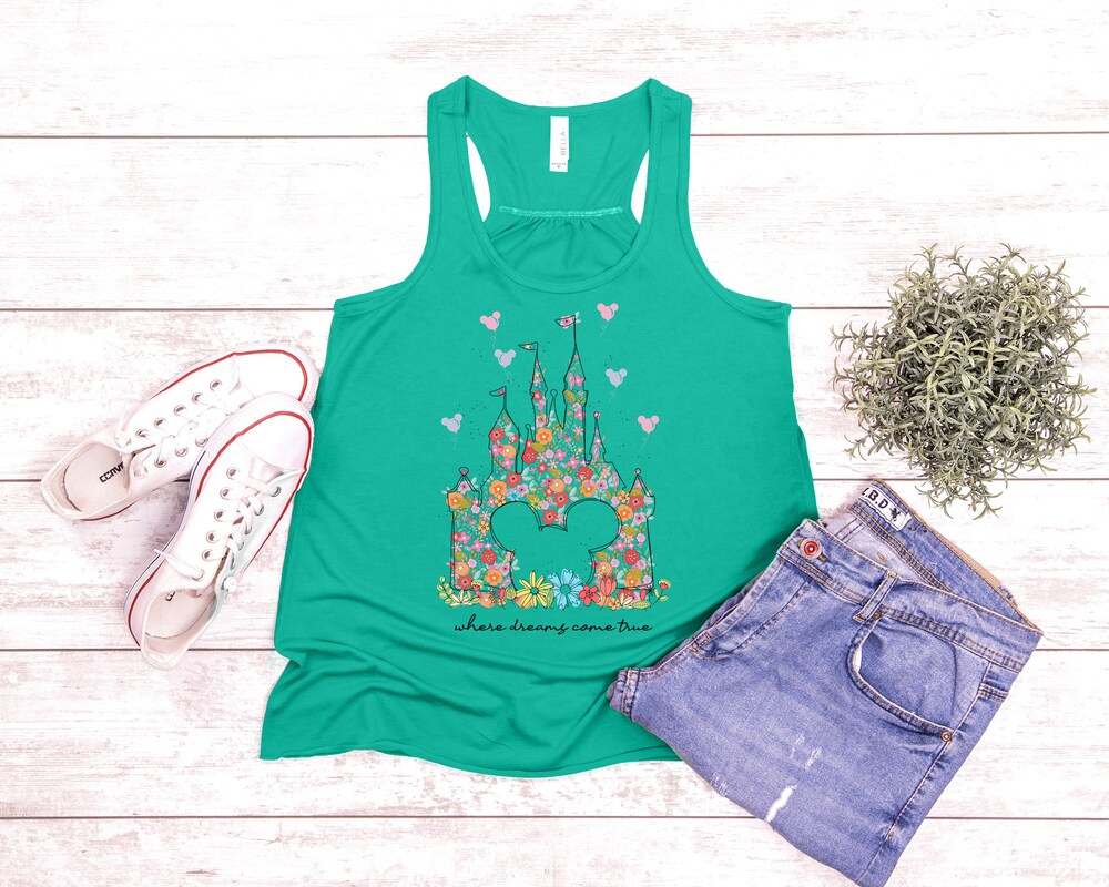 Disney Inspired Floral Castle Tank, Where Dreams Come True, Disney ...