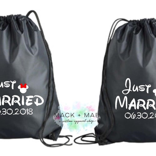 JUST MARRIED Drawstring Bag BLACK Customized Wedding Gift - Etsy