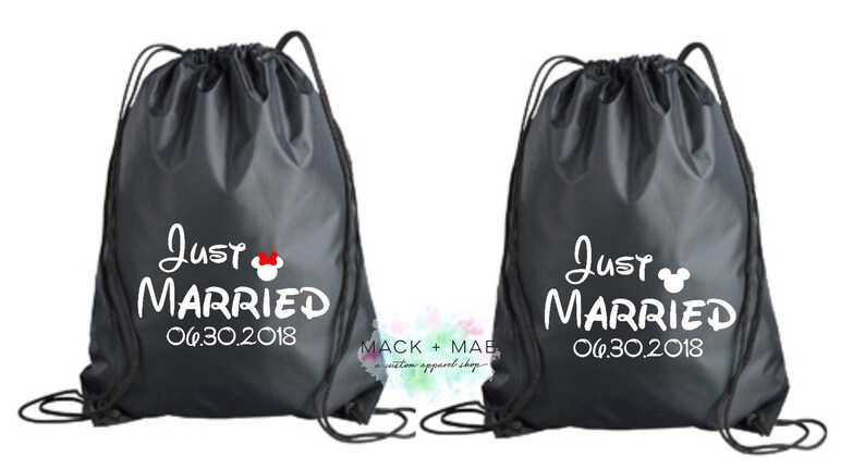 JUST MARRIED Drawstring Bag BLACK Customized Wedding Gift - Etsy
