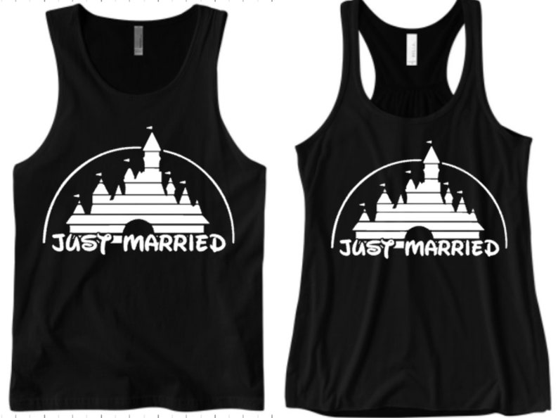 Disney Just Married Shirts Castle Bride Tank Groom T Shirt Etsy