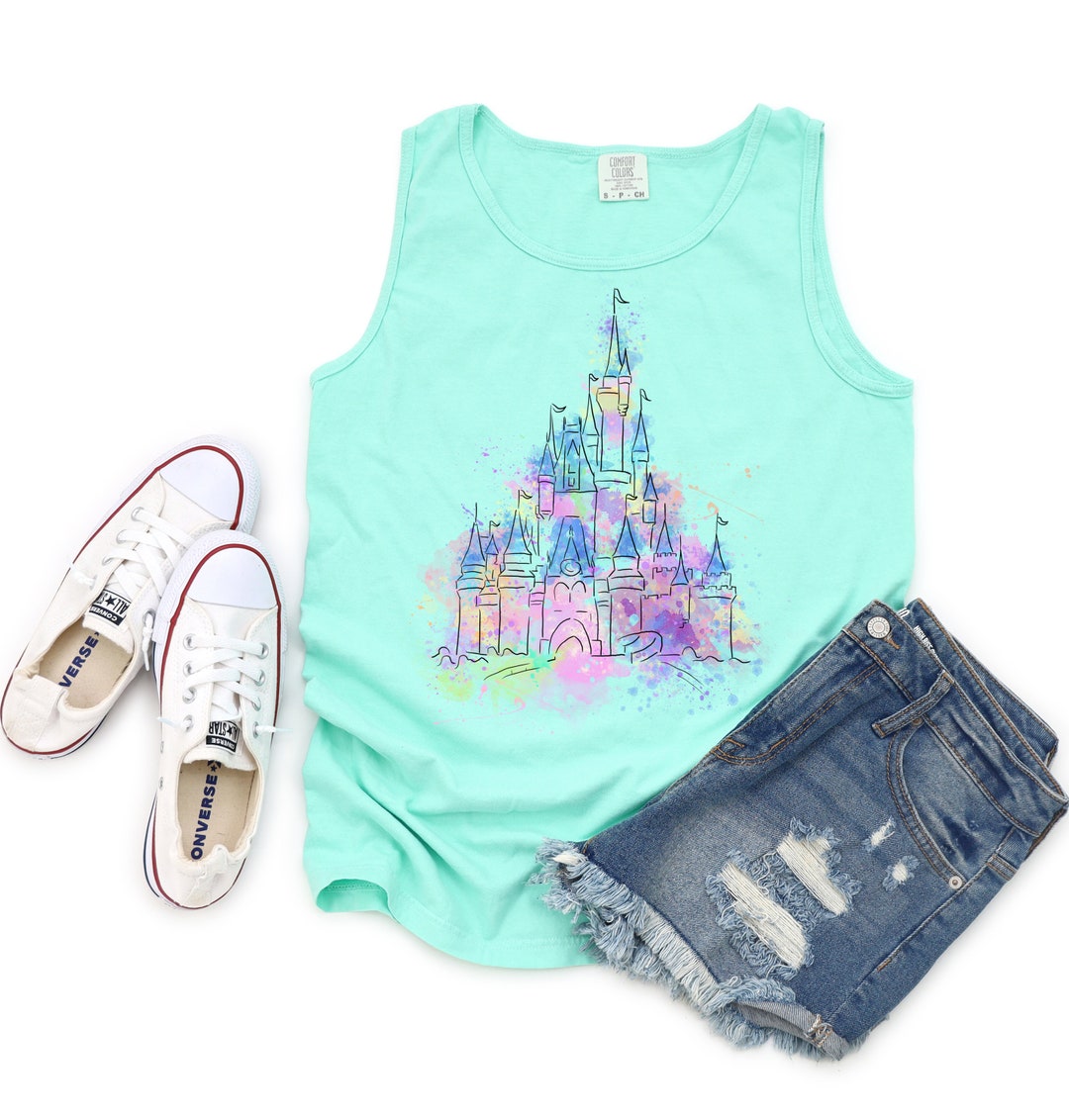 DISNEY INSPIRED Unisex Tank, Watercolor Castle Adult Tank, Disney World ...