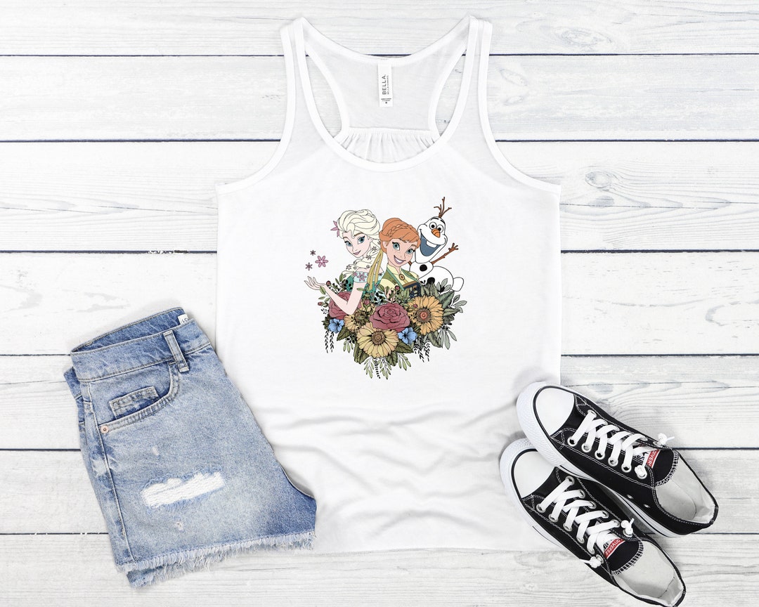 ELSA & ANA FROZEN Tank, Disney Inspired Tank, Retro Floral Shirts ...