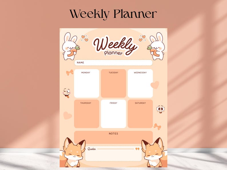 WEEKLY PLANNER | Undated Daily Schedule, Habit Tracker (digital ...