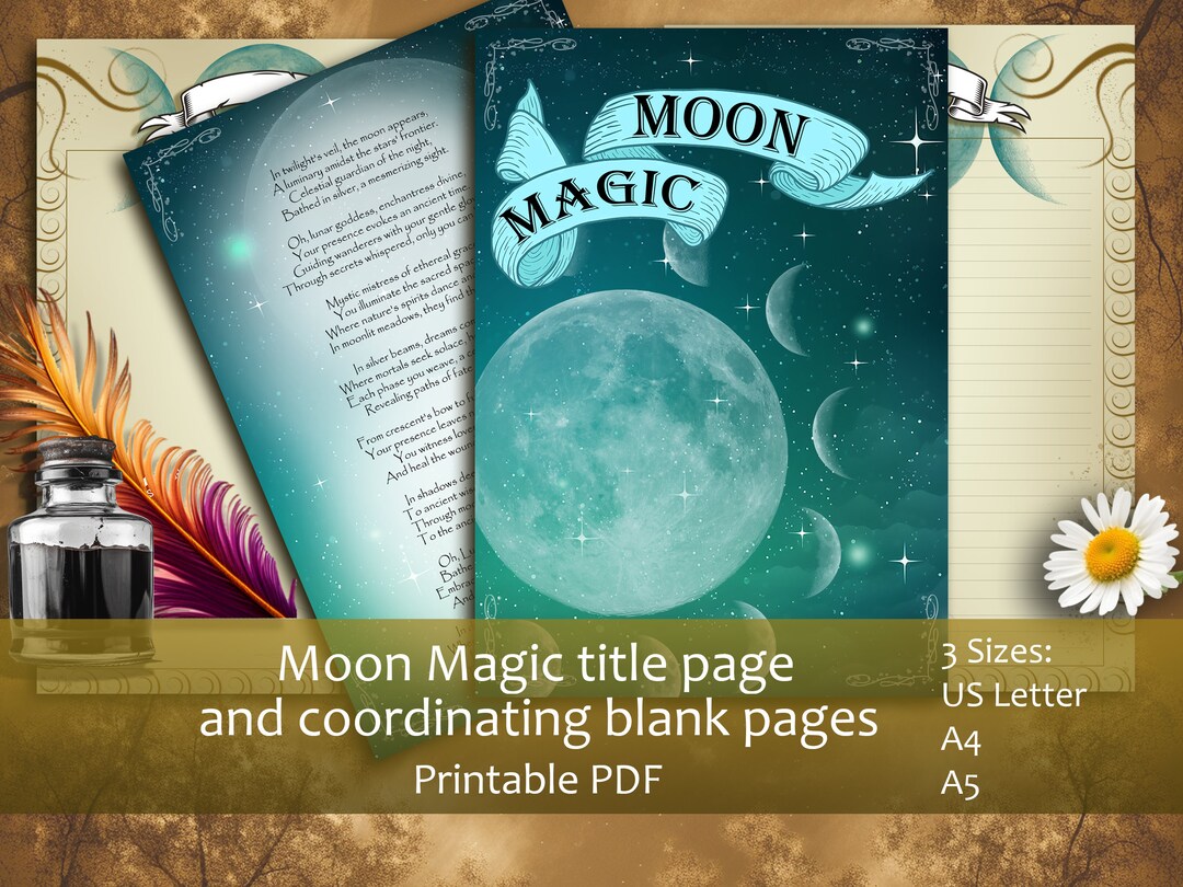 Moon Magic Book of Shadows: Title Page With Poem (digital Download) - Etsy