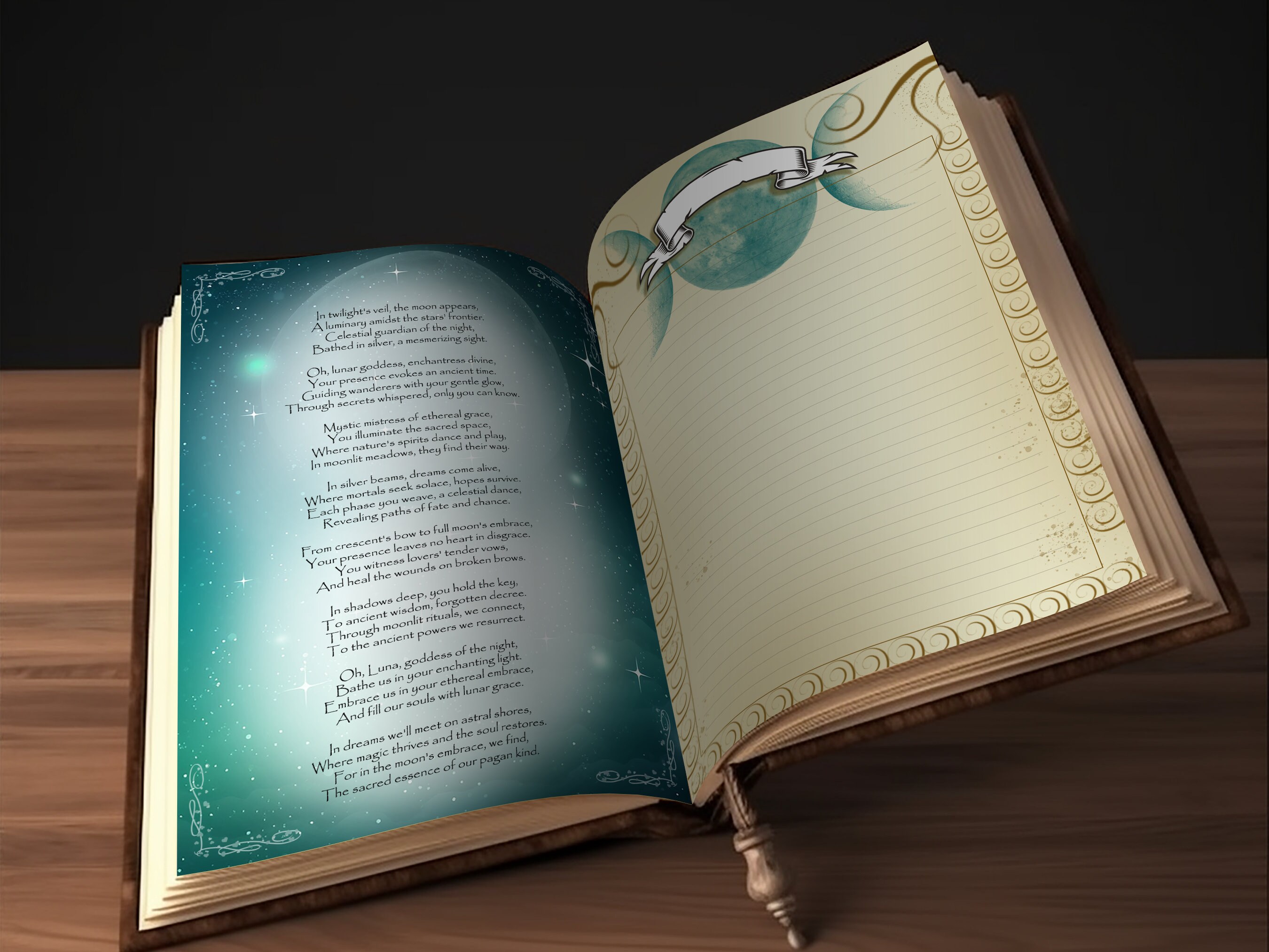 Moon Magic Book of Shadows: Enchanting Title Page With Poetry, Lined ...