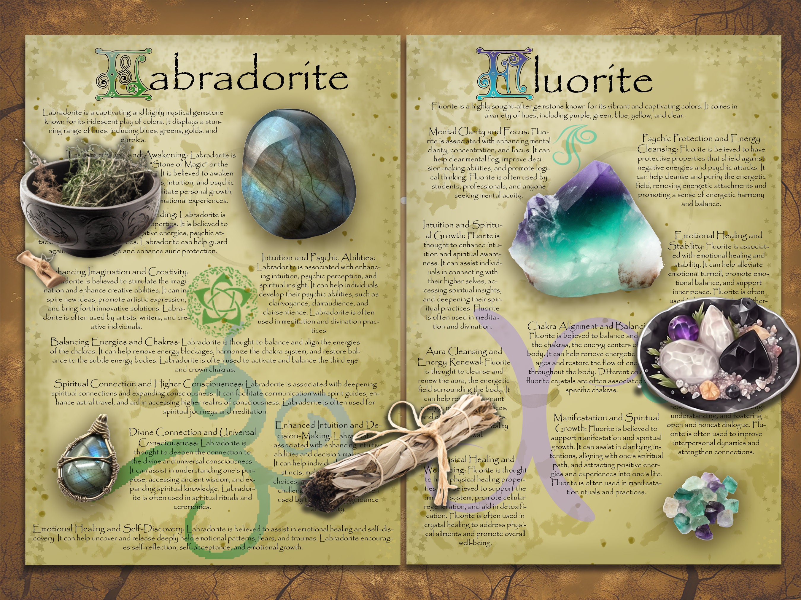 Printable Book of Shadows/grimoire Pages Set 3: 6 Crystal Magical ...