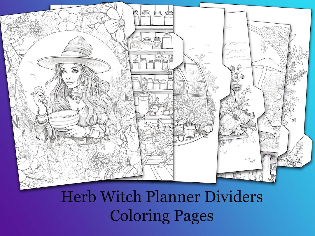 Adult Coloring Herbal Witch-themed Planner Dividers Digital Download 7 ...