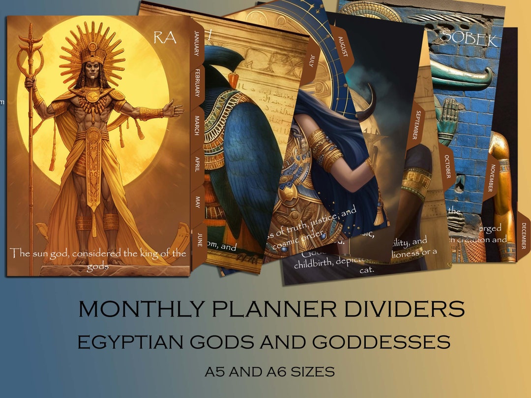 12 Monthly Planner Dividers Featuring Egyptian Gods and Goddesses ...