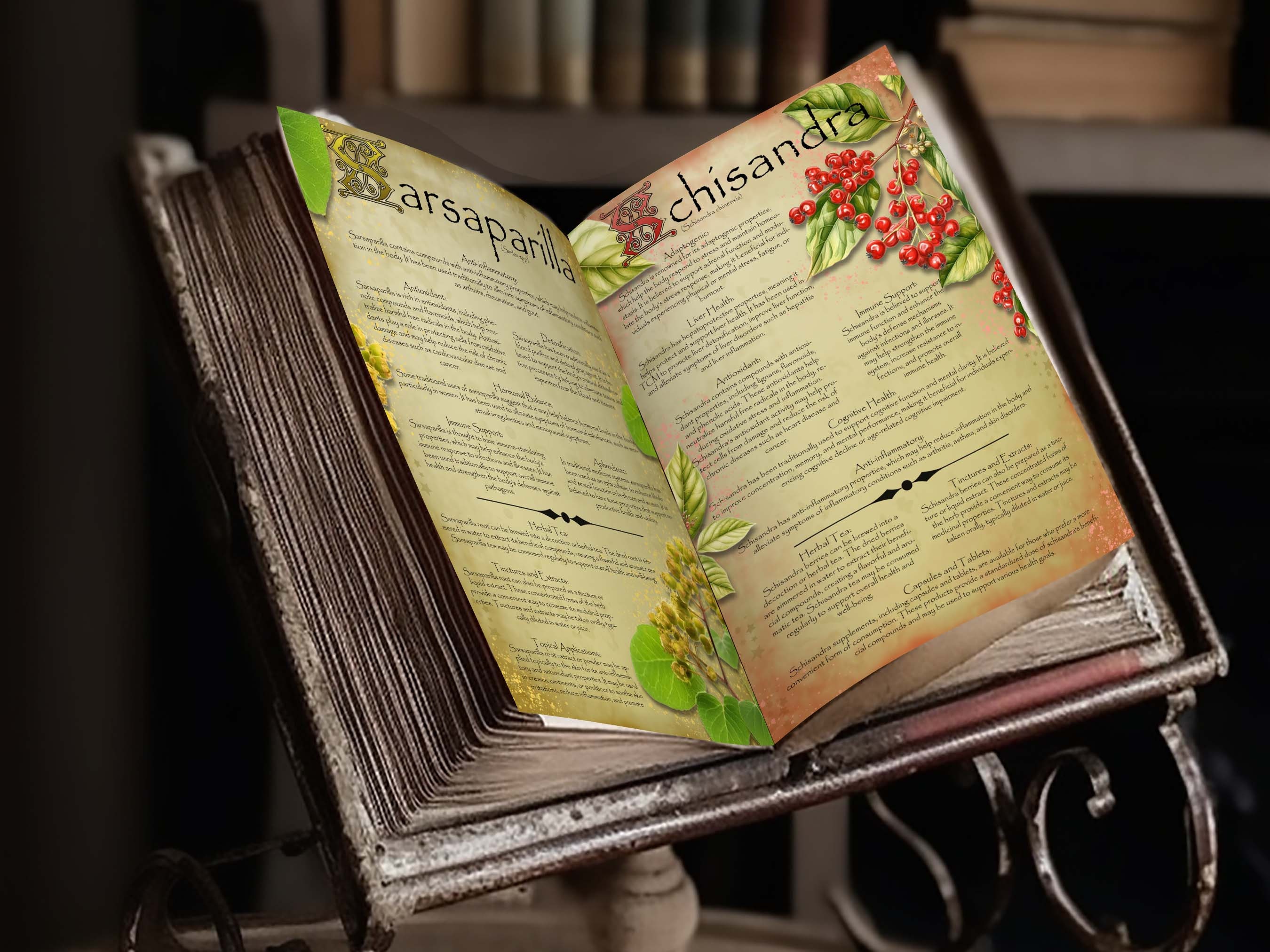Herbal Wisdom: Illustrated Medicinal Herb Pages Set 15. Natural Remedy ...