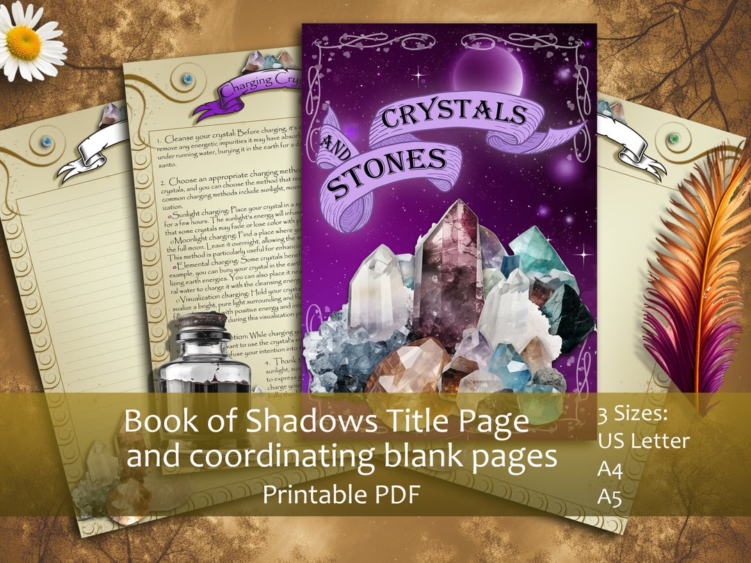 Magical Book of Shadows: Crystal Title Page With Blank and Lined Pages ...