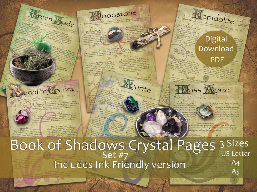 Title: Digital Book of Shadows Pages Crystal Set 7 PDF, Multiple Sizes ...