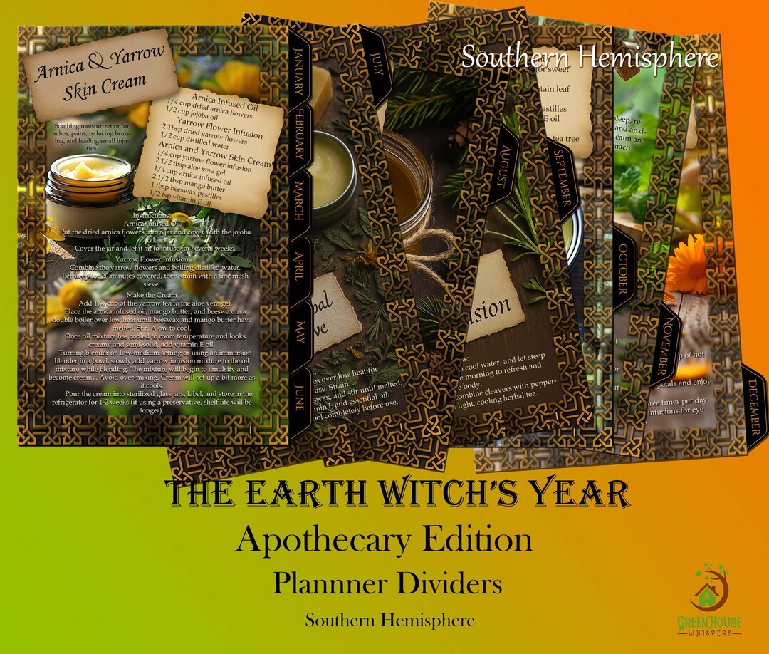 Earth Witch's Year Planner Dividers: Southern Hemisphere Herbal ...