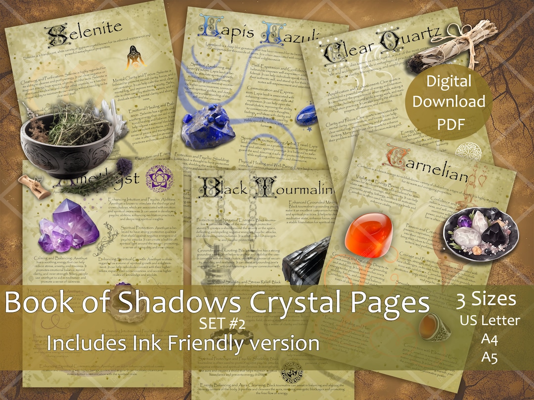 Printable Book of Shadows/grimoire Pages - Set 2: 6 Crystal Magical ...