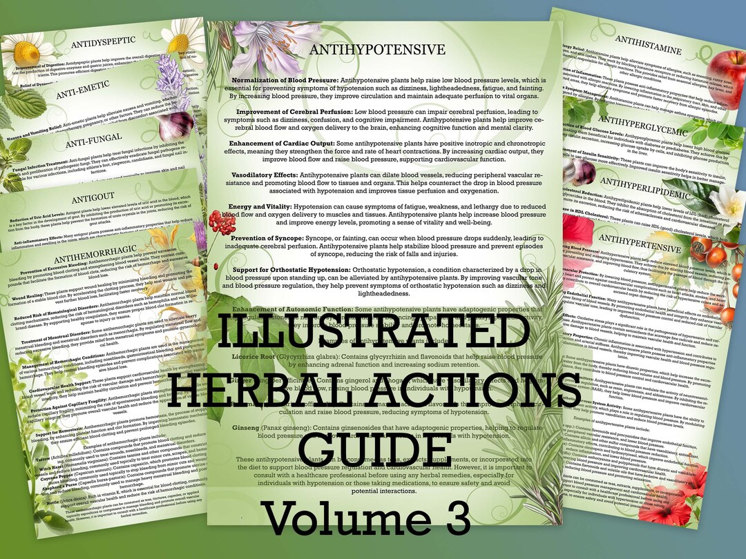 Illustrated Herbal Actions Guide Volume 3- Set of 10 Digital PDF Pages ...