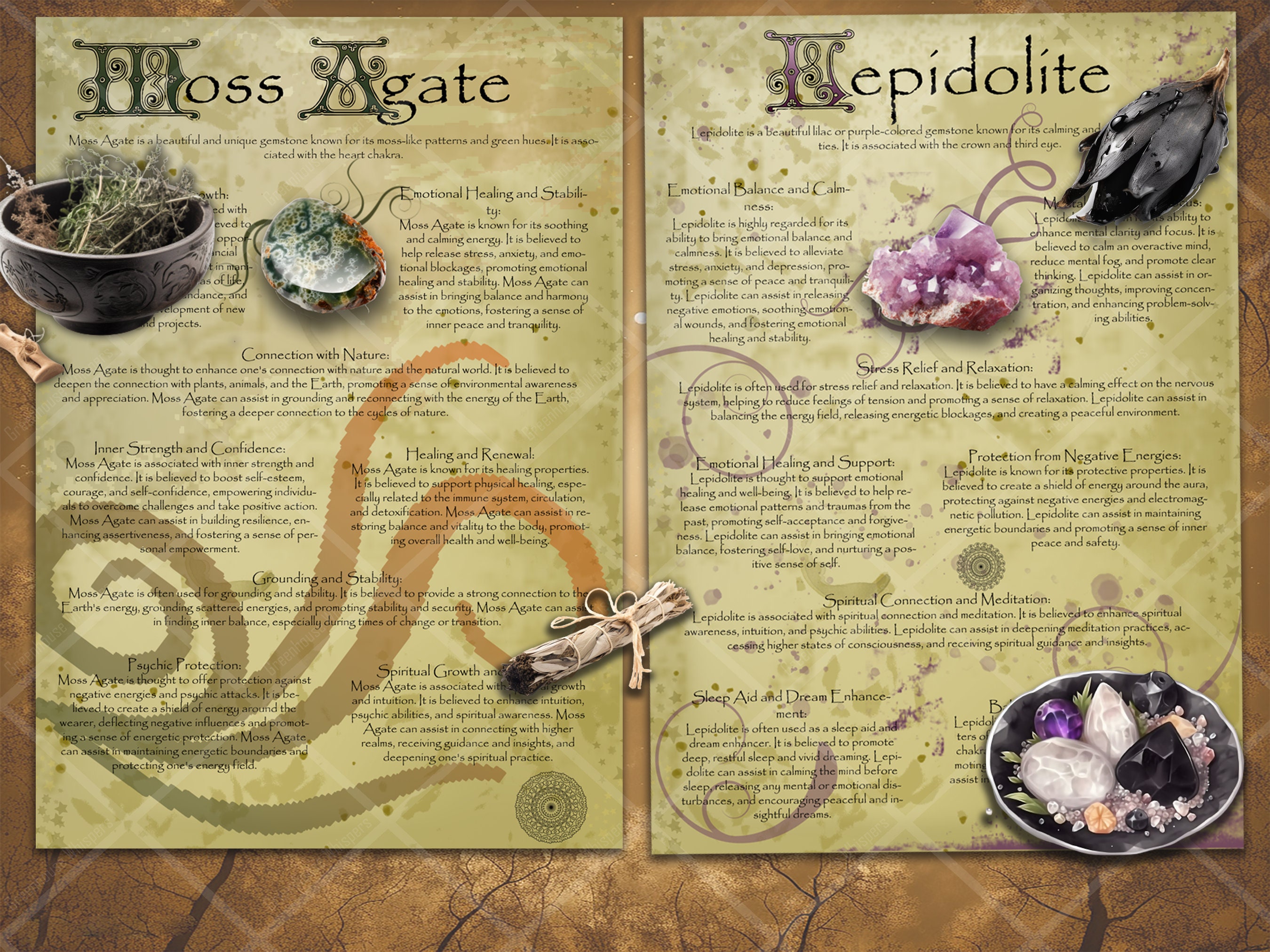Title: Digital Book of Shadows Pages Crystal Set 7 PDF, Multiple Sizes ...