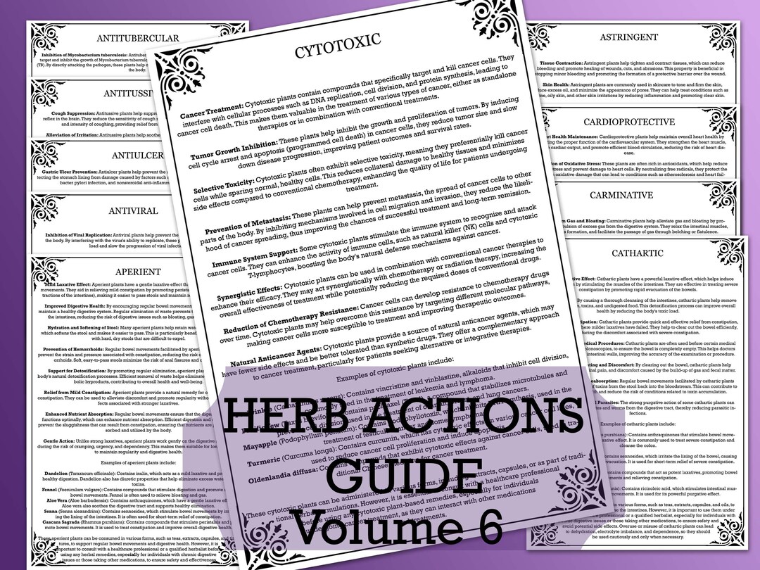 Herb Actions Guide Vol 6- Set of 10 PDF Pages. Herbal Studies Materia ...