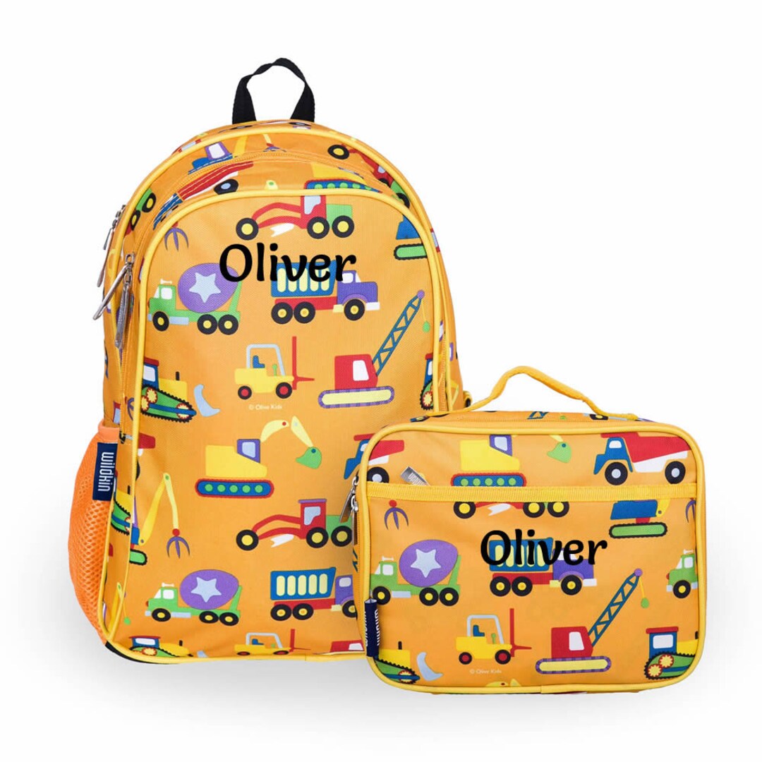 Embroidered Construction Backpack With Matching Lunch Box Personalised ...