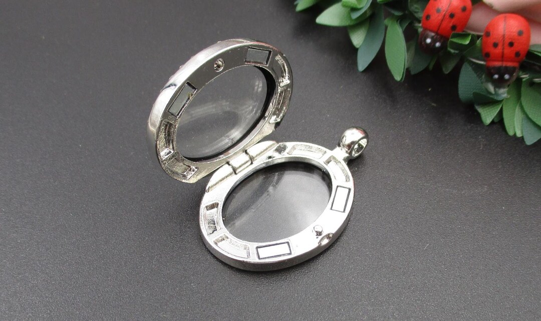 Oval Floating Glass Locket With Diamond 2 Colors Available-p1437 - Etsy