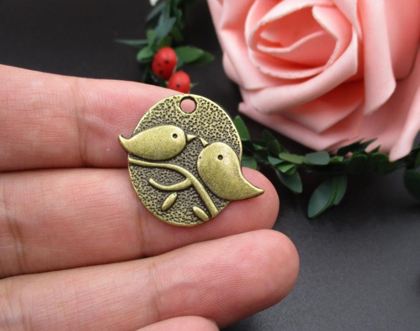 10PCS 25x29mm Bronze Double-bird Charms -p2020 - Etsy