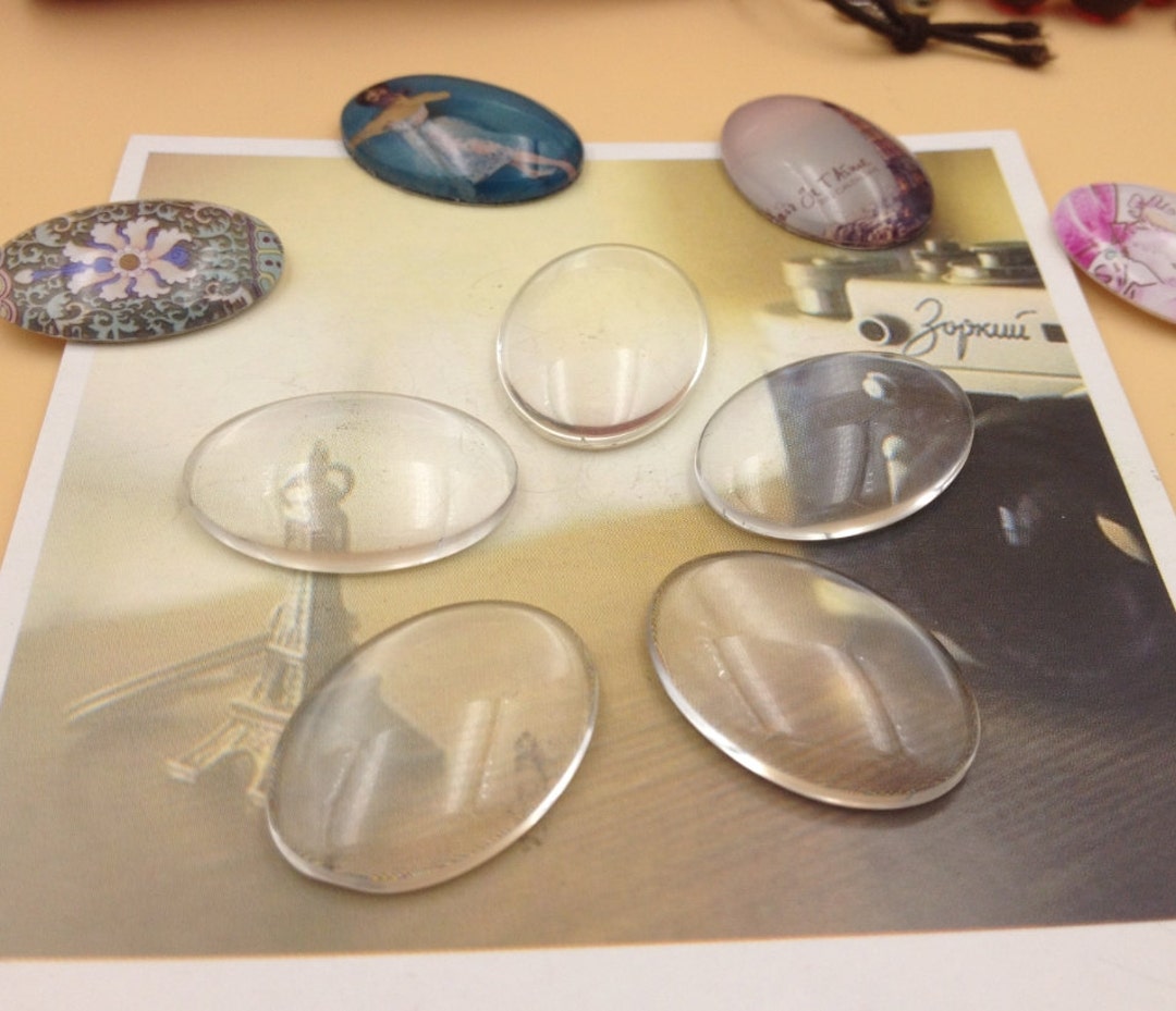 10pcs Oval Glass Cabochon,domed Glass,clear Photo Glass-7 Dimensions ...