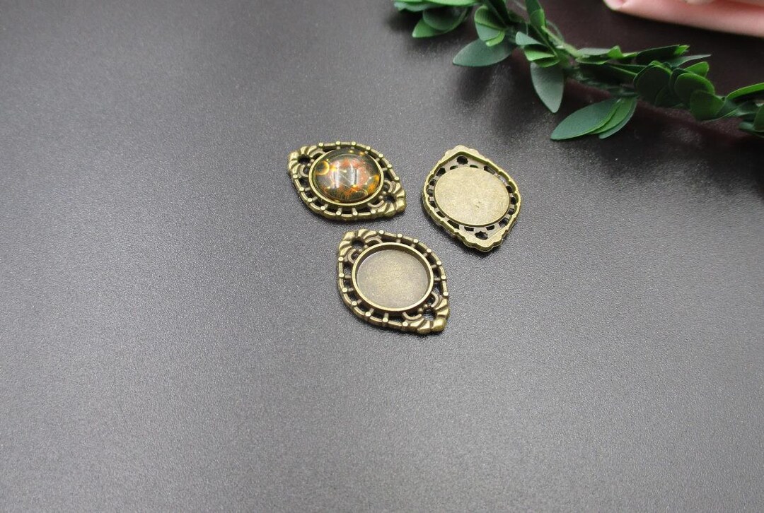 10pcs 10mm Round Cabochon Base Setting Bezels,bronze Bezel Connectors ...