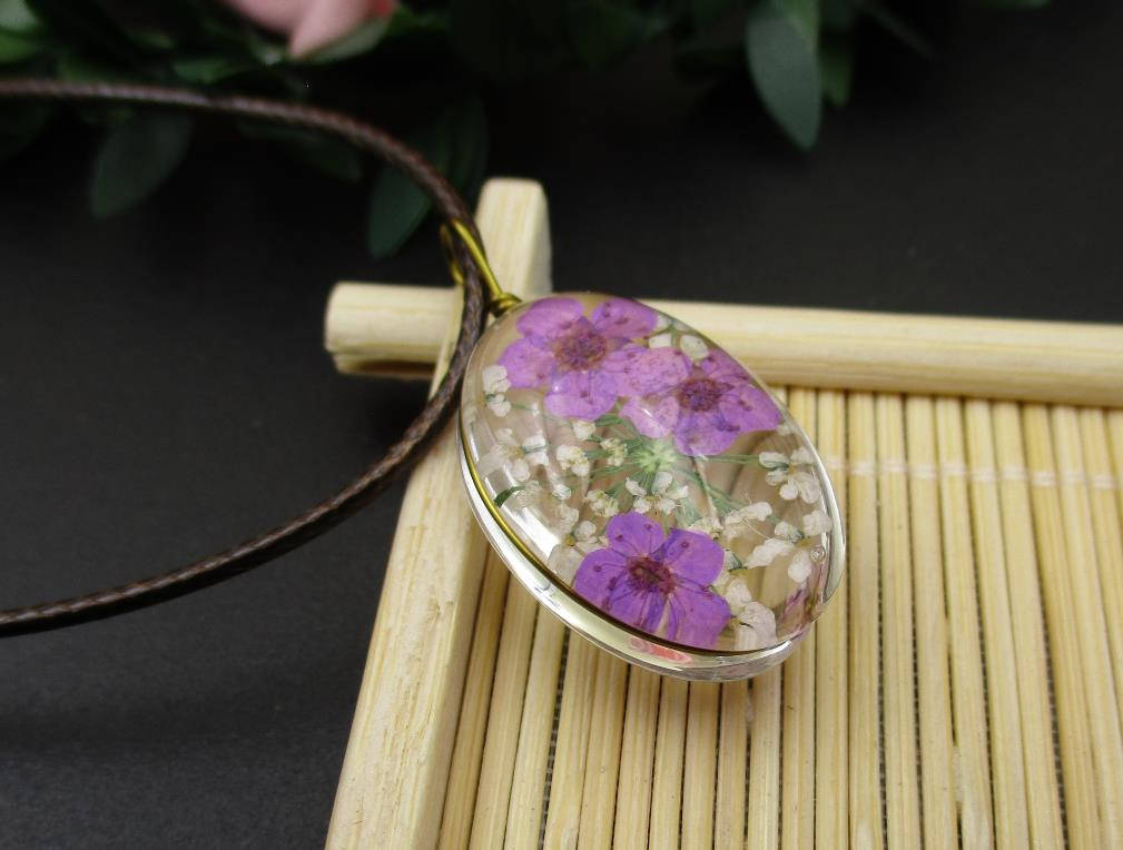 Flower Glass Pendant-1825mmoval Glass Cabochon Pendant | Etsy