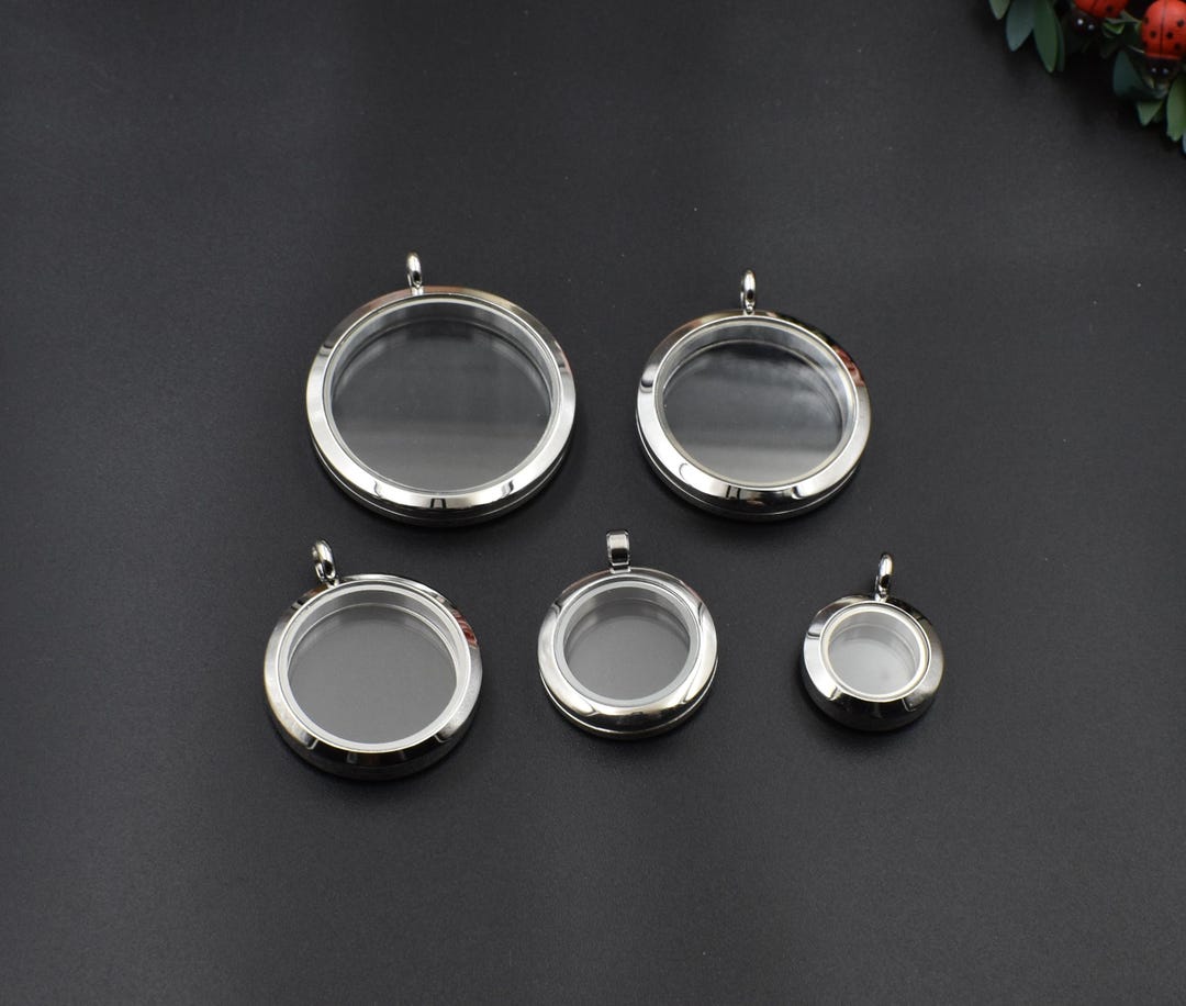 Round Stainless Steel Floating Glass Locket,5 Sizes Available-p2666 - Etsy