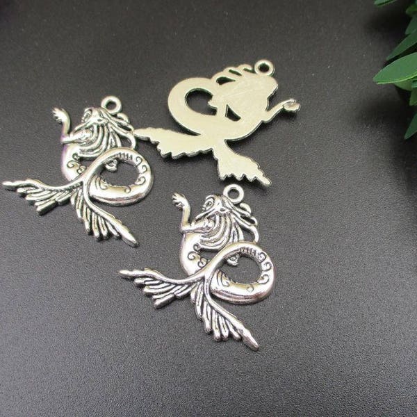 Silver Mermaid Charm - Etsy