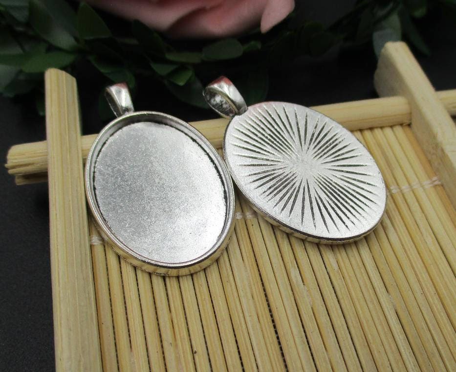 10pcs Oval Antique Silver Pendant Bezel Setting18mm by - Etsy