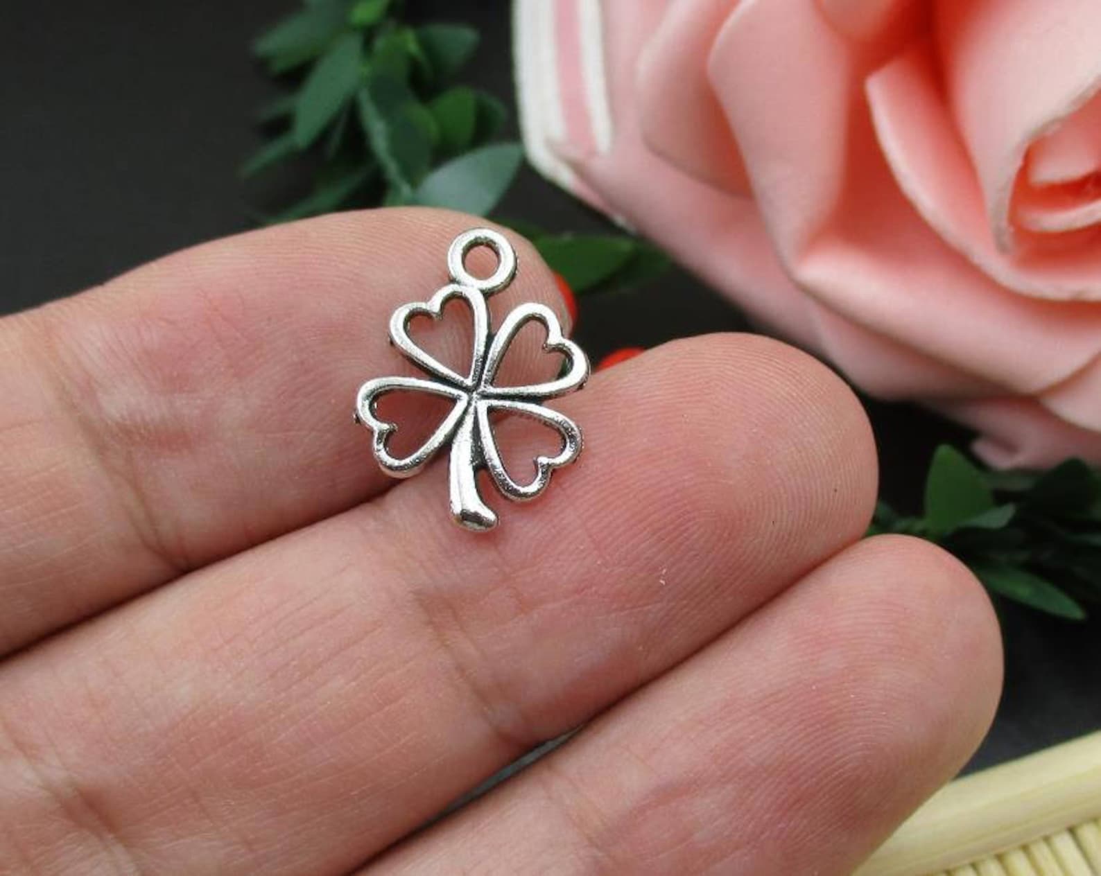 20PCS 14x17mm Four Leaf Clover Charms Antique Silver - Etsy