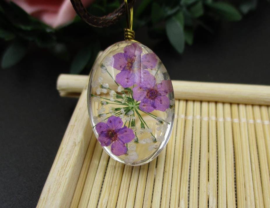 Flower Glass Pendant-1825mmoval Glass Cabochon Pendant | Etsy