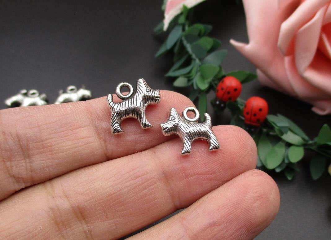 10PCS 12x13mm Silver Dog Charms 2 Sided-p2065 | Etsy
