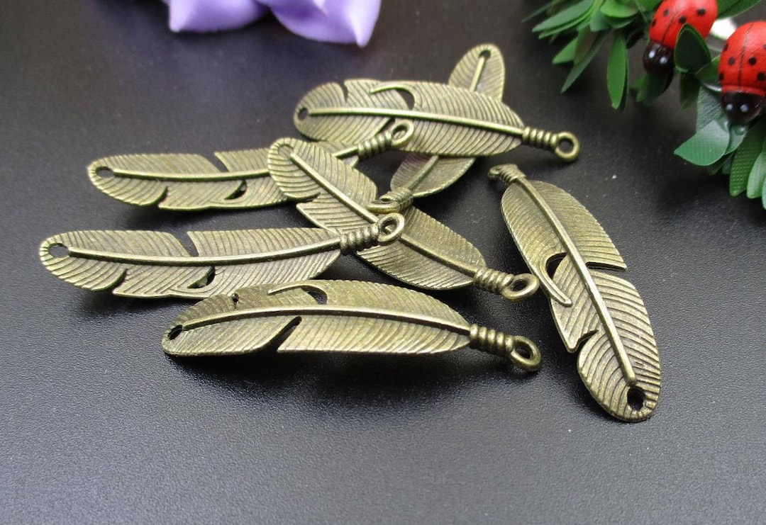 10pcs 45x10mm Bronze Bent Feather Charms- P1212-a - Etsy
