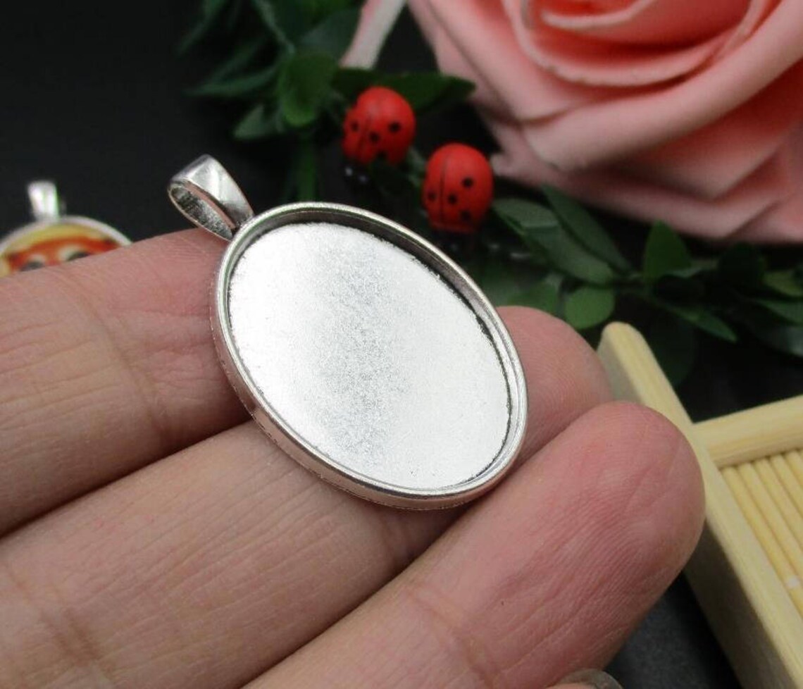 10pcs Oval Antique Silver Pendant Bezel Setting,18mm by 25mm-b2234-b - Etsy