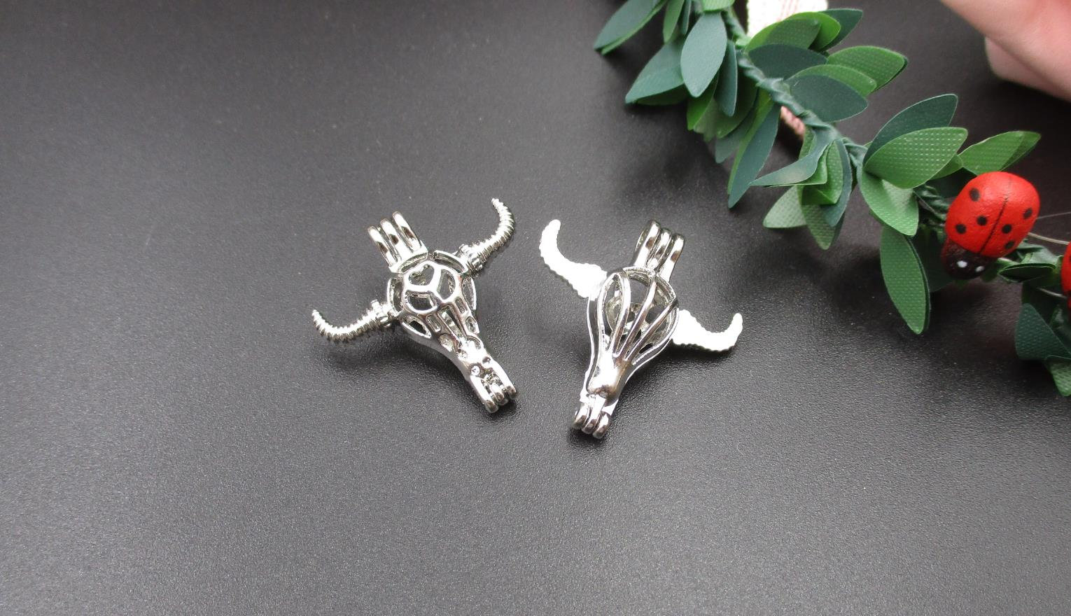 2Pcs 2525mm Silver Bull Head Cage PendantsCage Charm Max for | Etsy