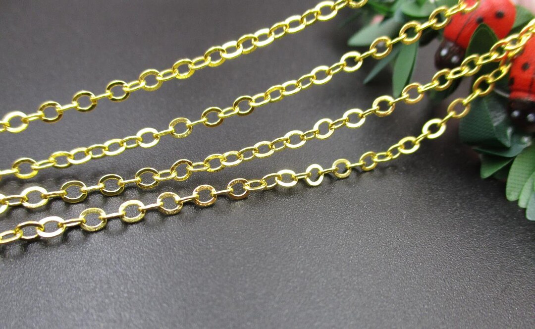 Gold-plated Copper Chain-2×3mm,bracelet Chains,diy Necklace Chains ...