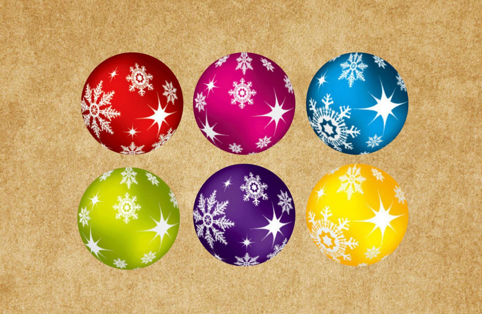 Colorful Snowballs Picture 6pcs Round Glass CabochonsClear | Etsy