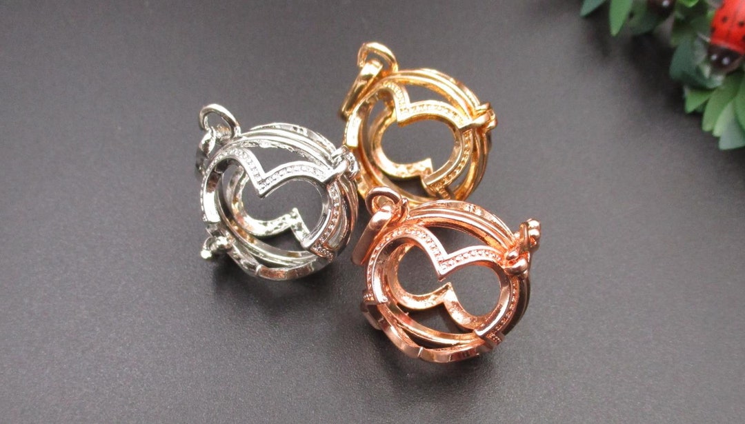 1pcs 21×24×28mm Gem Cage Pendant,cage Charm for 16mm Pearls or ...