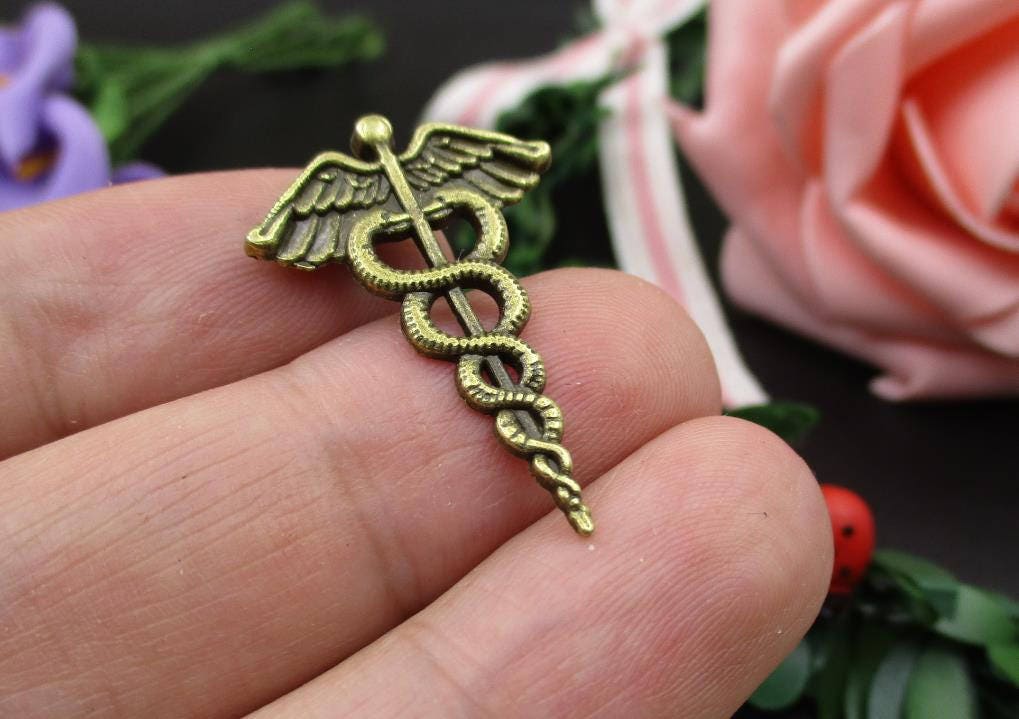 10pcs 30x20mm Hermes Scepter Double Snake Wand Charmbronze - Etsy