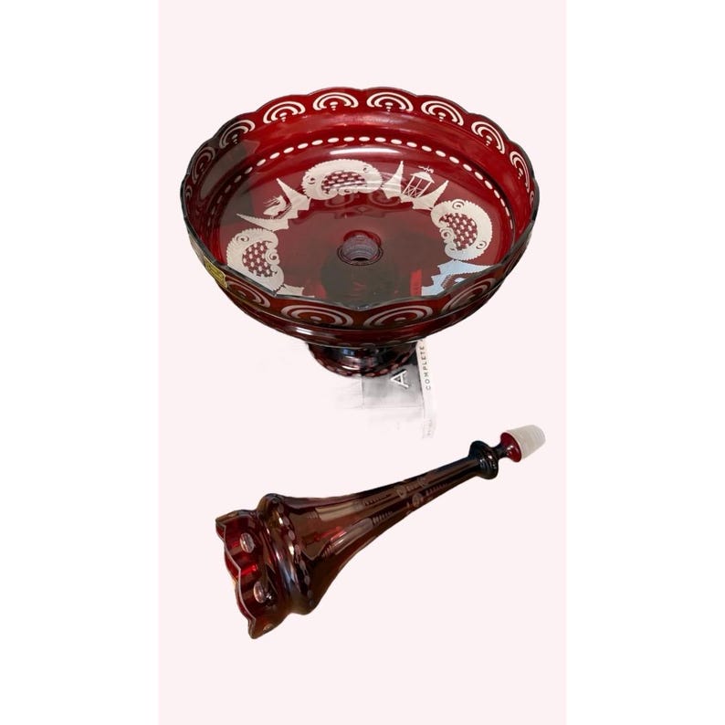 Egermann Bohemian Cut Crystal Ruby Red Epergne Victorian Centerpiece ...