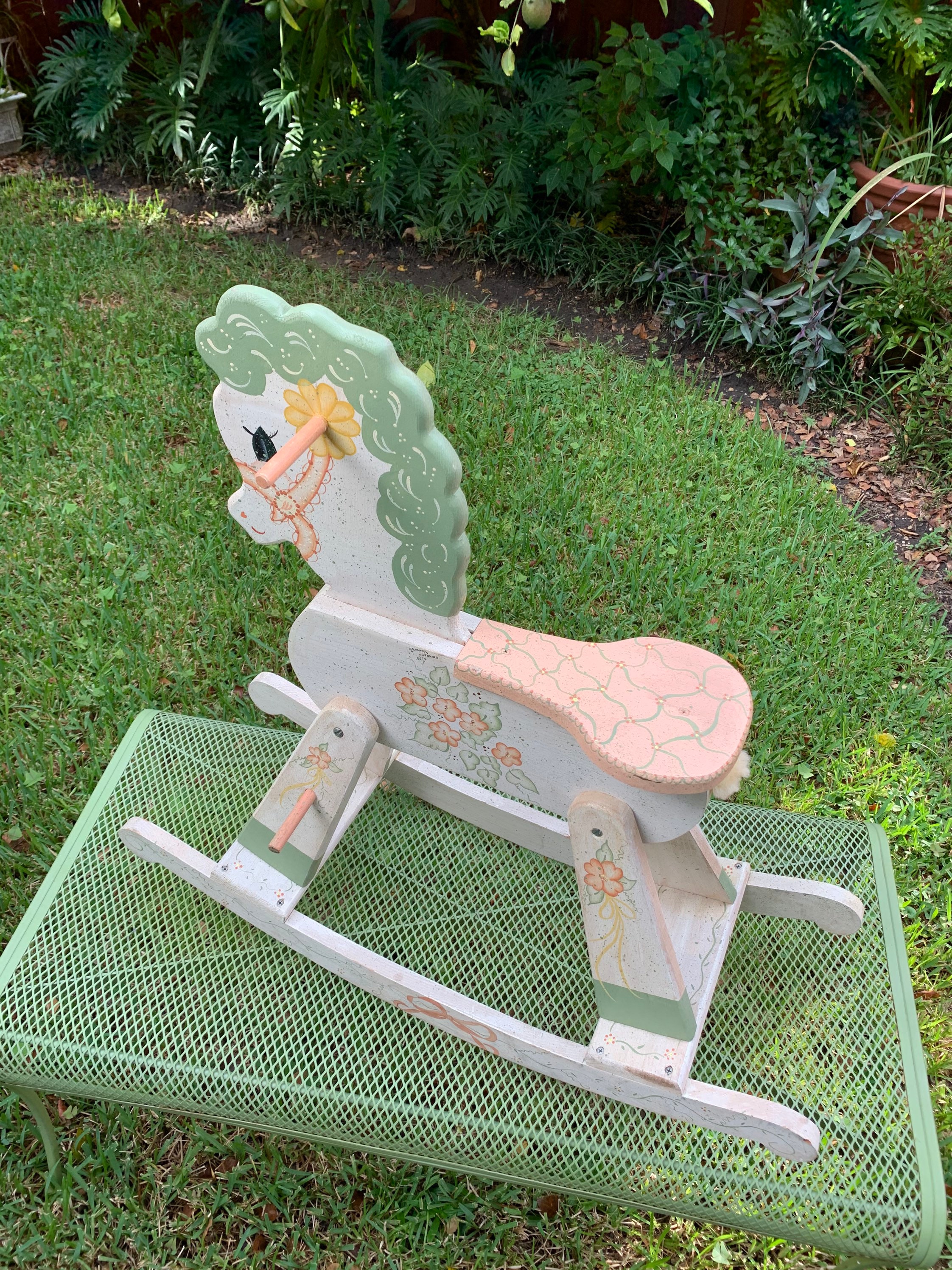 80s Rocking Horse Toy Child Children Hand Painted Signed Nursery Decor ...