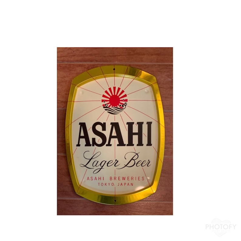 ASAHI Lager Beer Metal Serving Tray Advertising Sign Japan Logo Wall ...