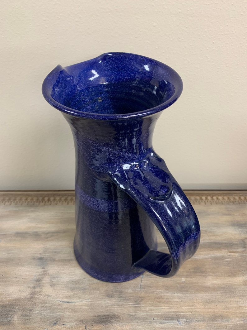 Ceramic Art Studio Pottery Pitcher Vase Blue Zappa Clay Handcrafted - Etsy