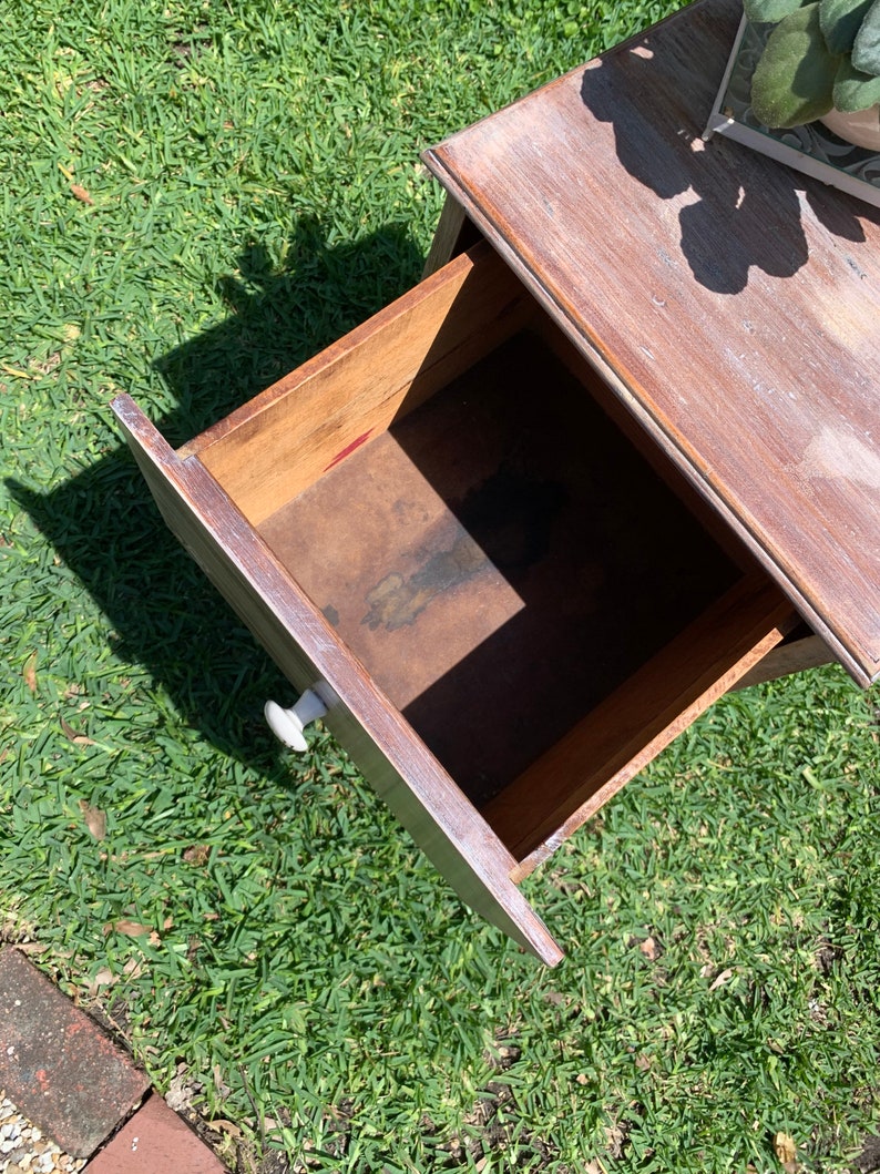 Antique Handcrafted Wood 2 Drawer Chest Nightstand Cabinet Primitive ...