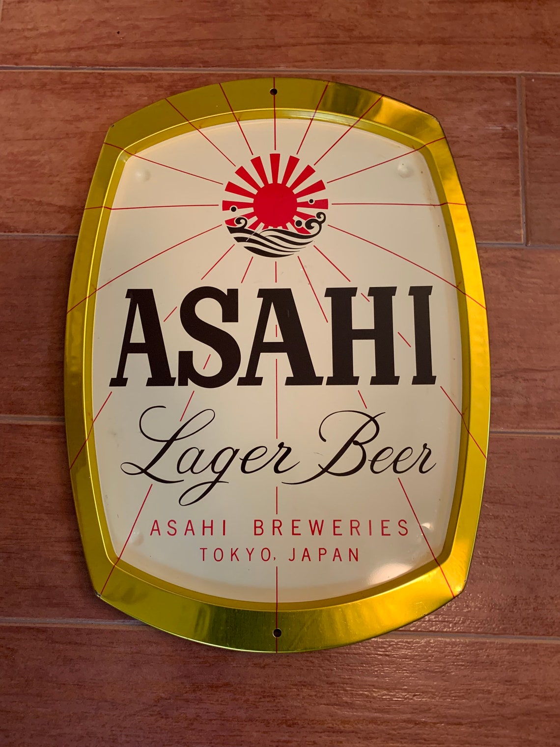 ASAHI Lager Beer Metal Serving Tray Advertising Sign Japan Logo Wall ...