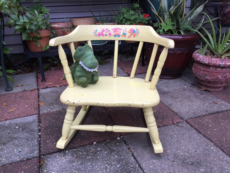 Childs Rocking Chair Bentwood Rocker Wood Painted Yellow - Etsy