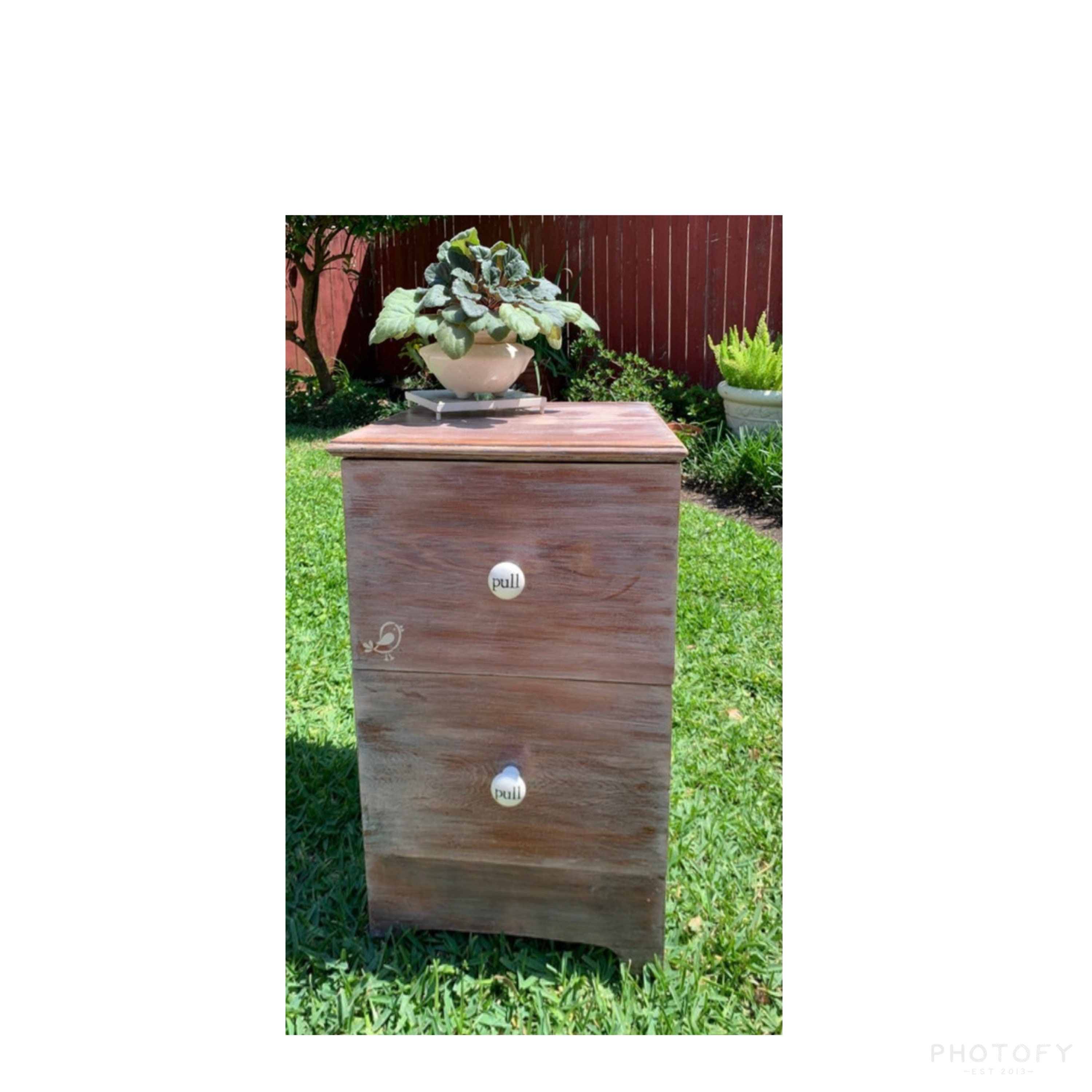 Antique Handcrafted Wood 2 Drawer Chest Nightstand Cabinet Primitive ...