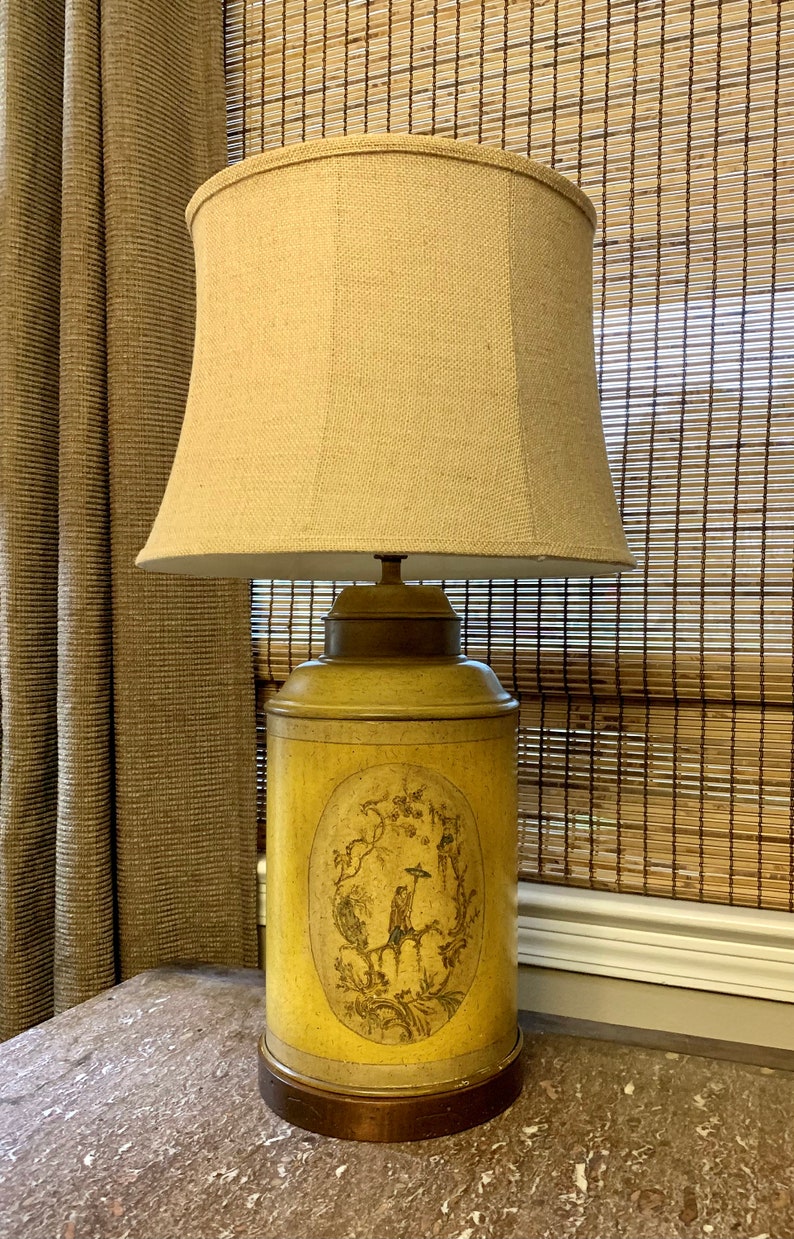 Chinoiserie Tea Canister Lamp Ginger Jar Vintage Large Yellow - Etsy