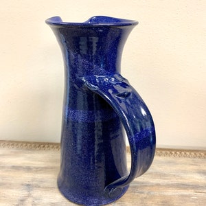 Ceramic Art Studio Pottery Pitcher Vase Blue Zappa Clay Handcrafted - Etsy