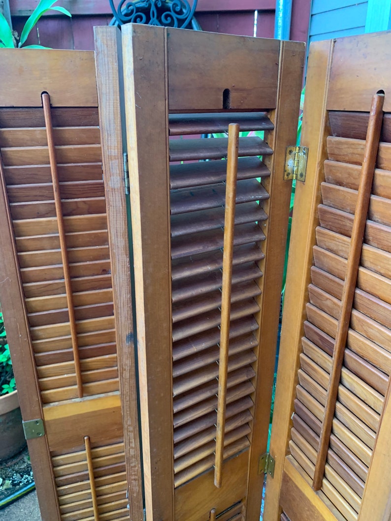 Vintage Louvered Shutters Indoor Wood Hinged Window Salvaged | Etsy